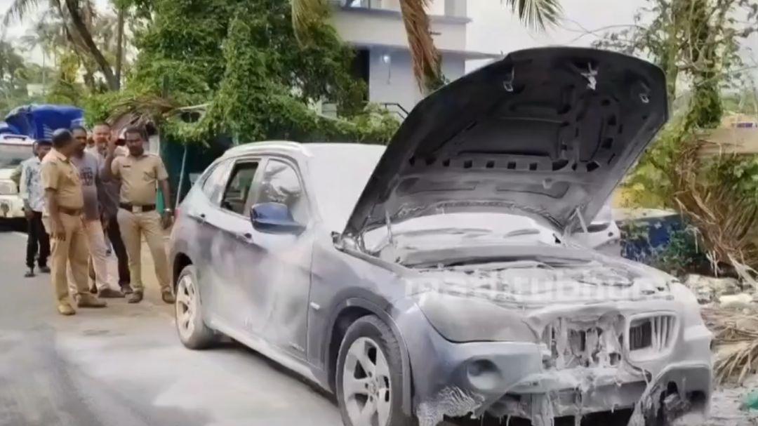 BMW catches fire midway in Kerala, owner escapes; vehicle completely ...
