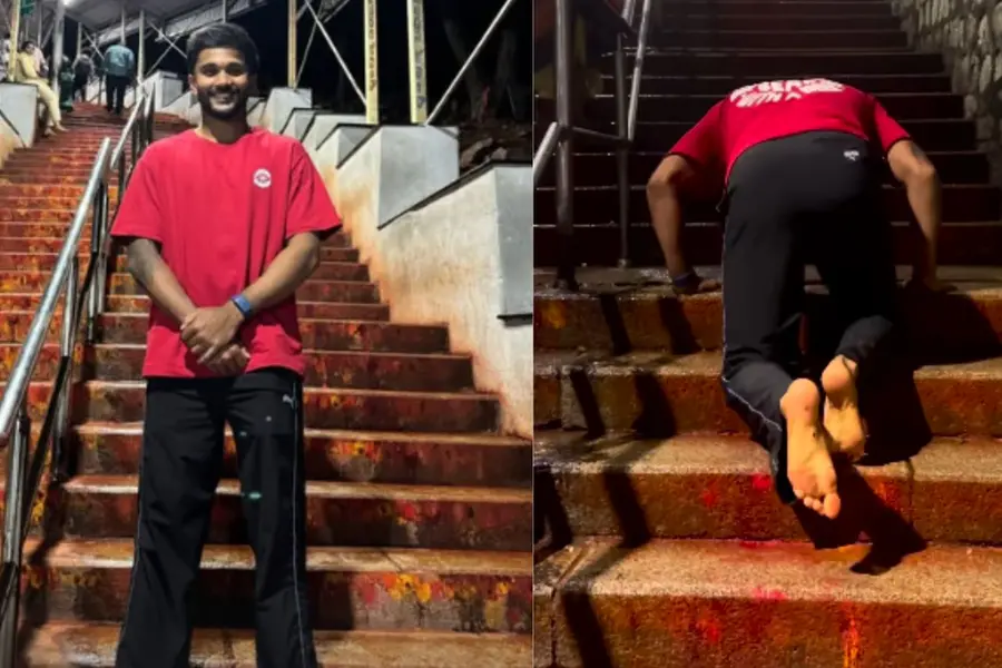 Cricketer Nitish Kumar Reddy climbs Tirumala’s sacred stairs on knees ...
