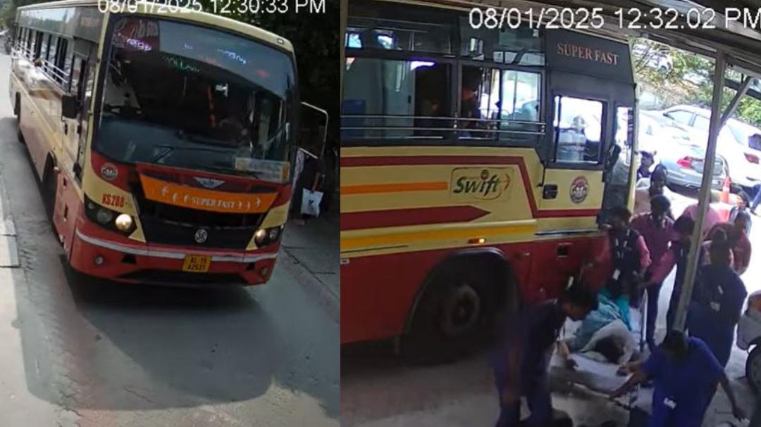 Viral video: Timely intervention by KSRTC bus crew saves elderly woman ...
