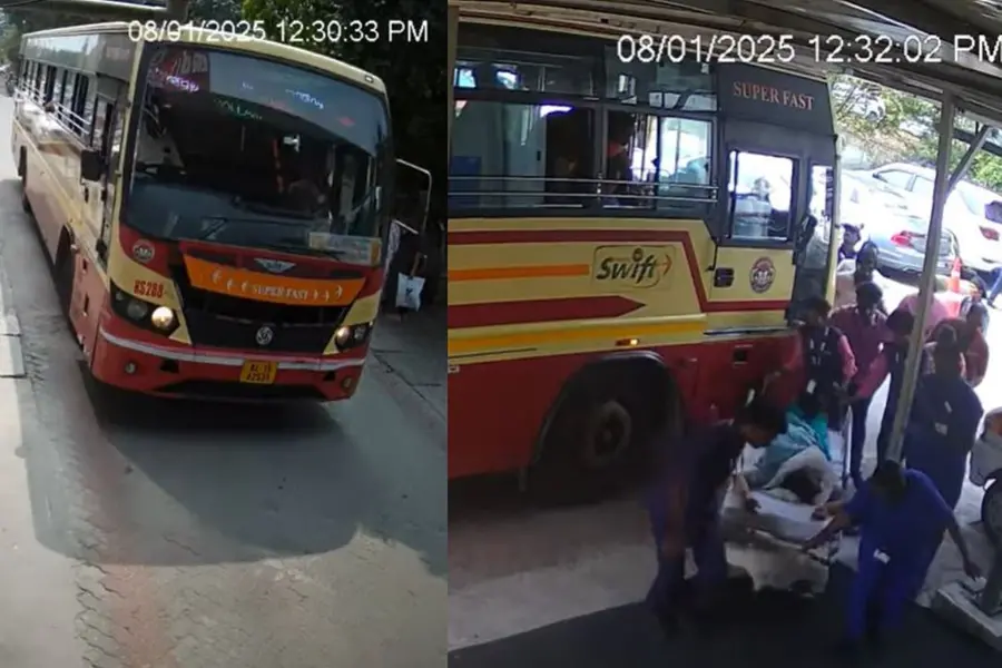 Viral video: Timely intervention by KSRTC bus crew saves elderly woman in Kochi