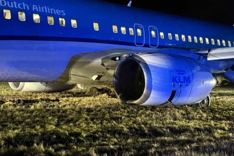 Dutch Airlines flight skids off runway after emergency landing in ...