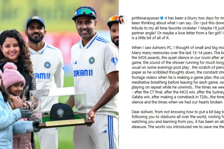 The burden of being you is over...: Ashwin’s wife pens emotional ...