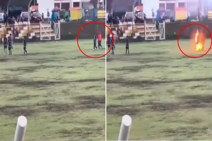 Shocking! Lightning strikes football player mid-match | Video