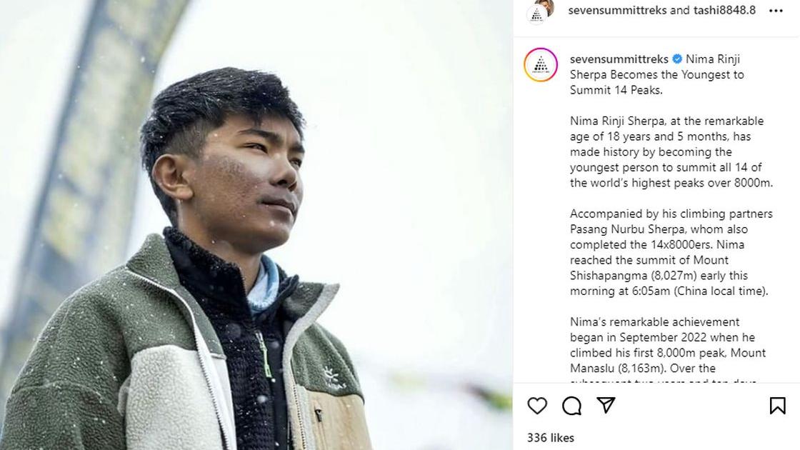 18-year-old Nima Rinji Sherpa is youngest to summit all 14 peaks over ...