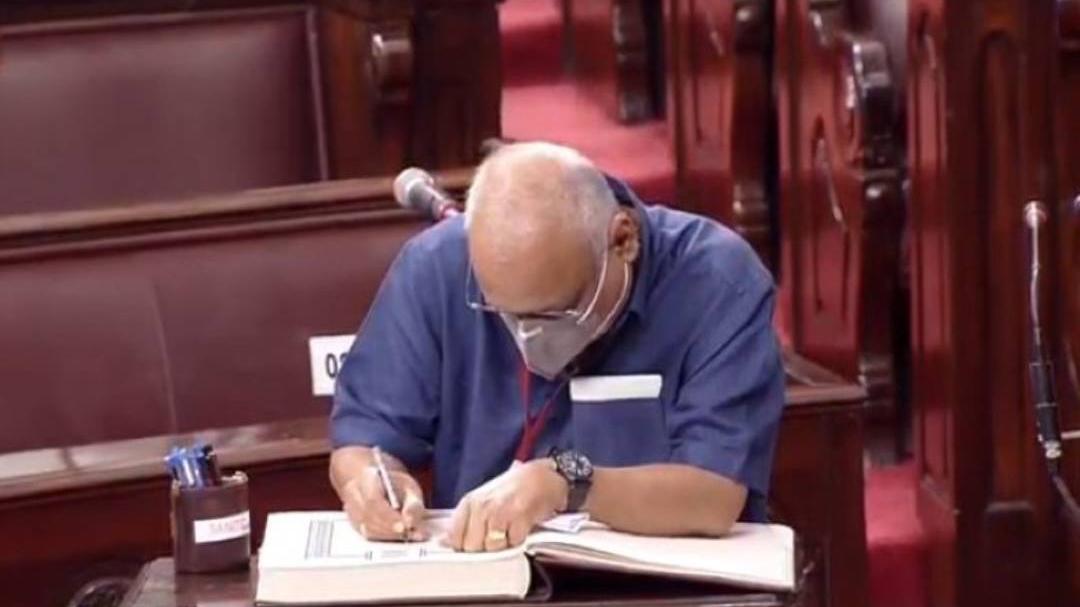 M V Shreyams Kumar sworn in as Rajya Sabha MP