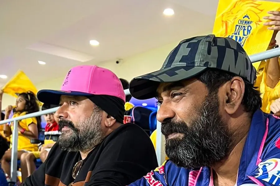 Jayaram, Biju Menon cheer for Sanju Samson at IPL match against Chennai