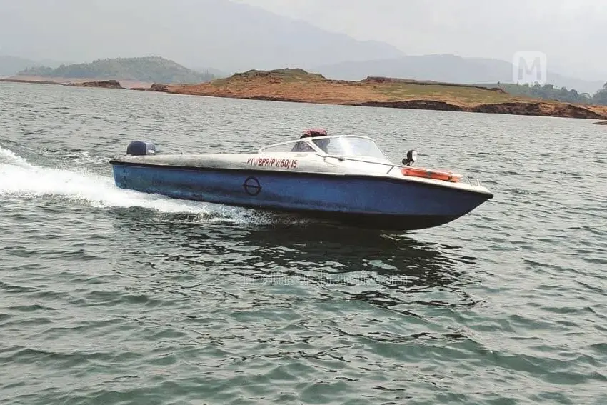 Tourists enjoy speed boating at Banasura Sagar dam