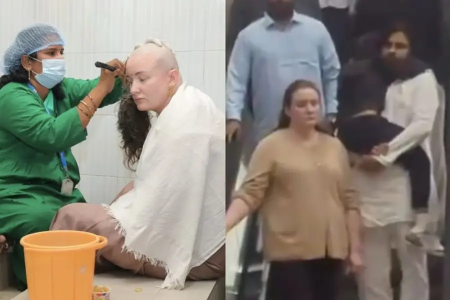 Pawan Kalyan’s wife visits Tirumala, offers head tonsure after son ...