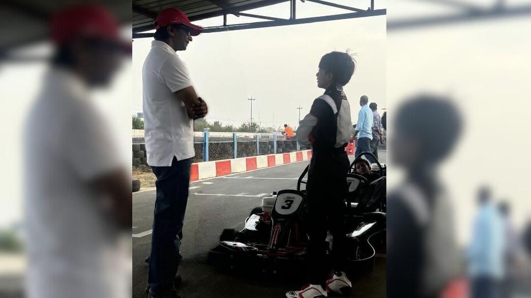 Actor Ajith’s son Aadvik gets racing tips from former F1 racer Narain ...