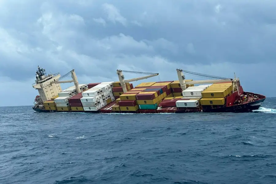 Container from sunken cargo ship washes ashore in Kollam, residents ...