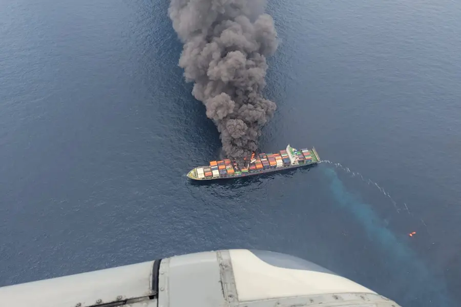 Singapore cargo ship catches fire off Kerala coast; 18 crew members ...