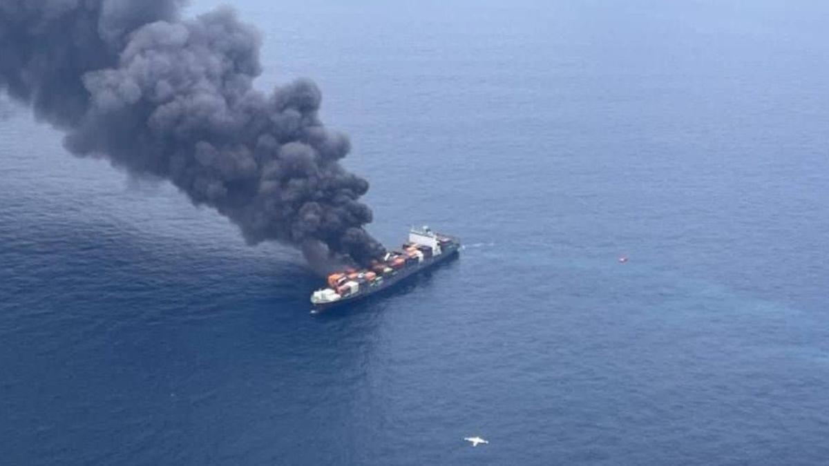 Burnt cargo ship 'WAN HAI 503' drifting toward Kochi coast, Navy steps ...