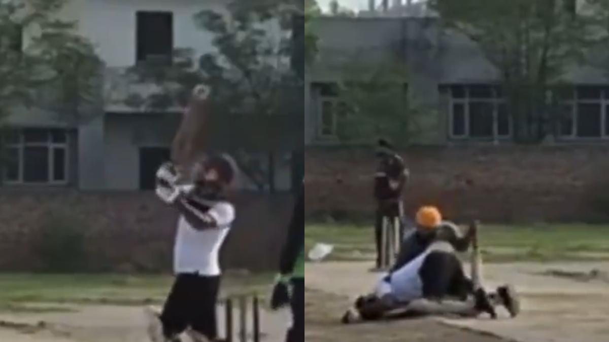 Caught on camera: Cricket player dies on field moments after hitting six