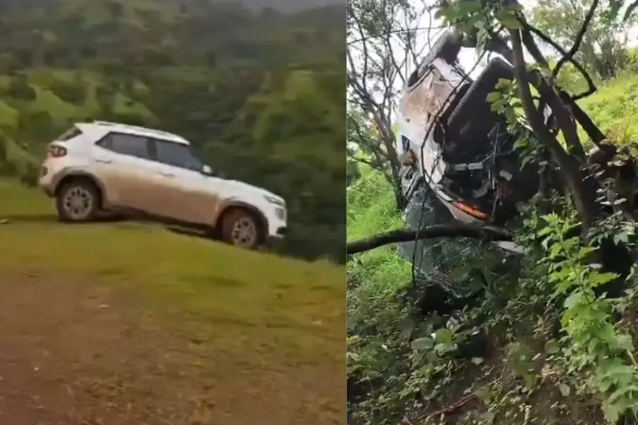 Man seriously injured after car plunges 300 feet in viral social media ...