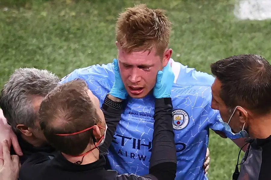 ചാമ്പ്യന്‍സ് ലീഗ് ഫൈനലിലെ കൂട്ടിയിടി; കെവിന്‍ ഡിബ്രുയ്ന്റെ മൂക്കിന് ...