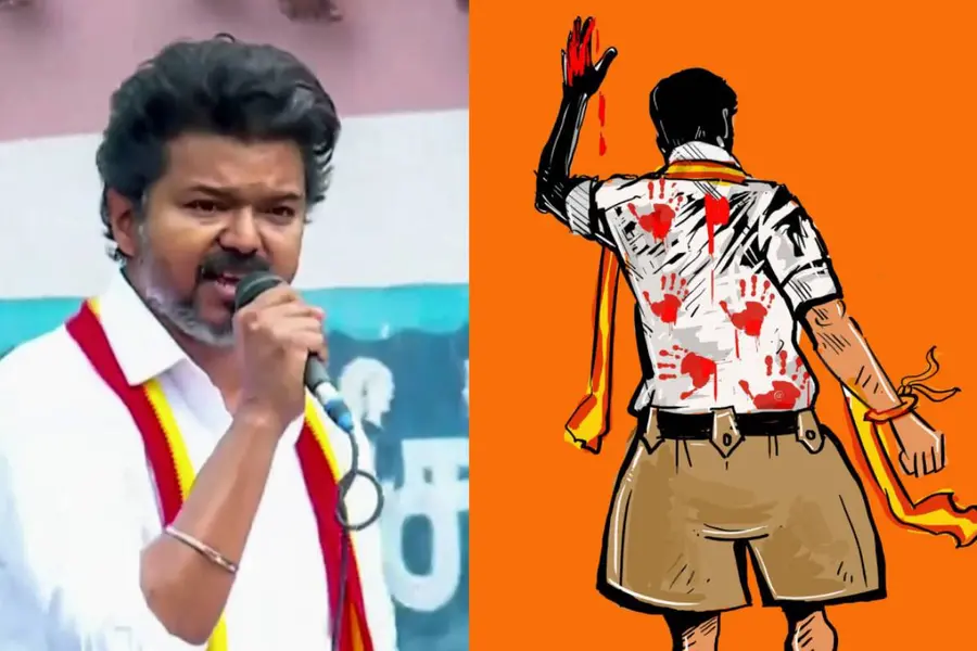 DMK slams actor Vijay with graphic poster in blood-soaked RSS attire ...