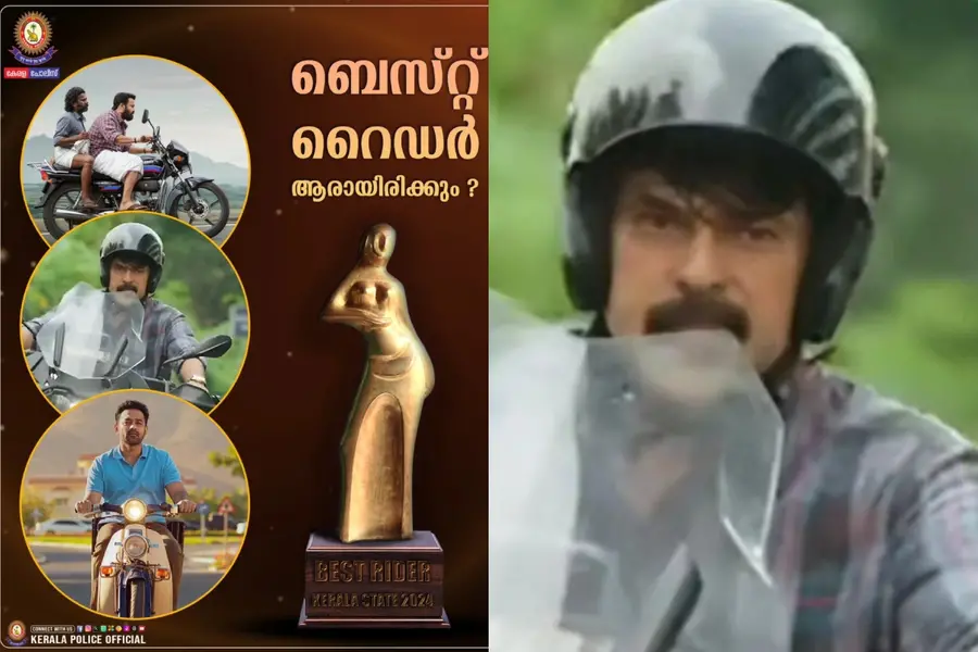 ‘Who’s the Best Rider?’ Mammootty in Kerala Police helmet campaign ...