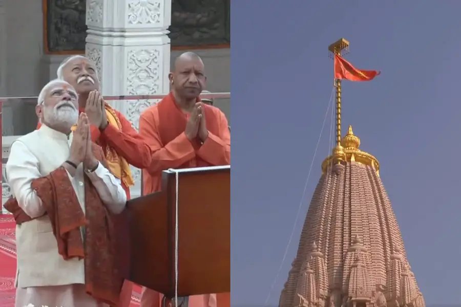 Historic moment: PM Modi hoists saffron flag at Ram Janmabhoomi Temple ...