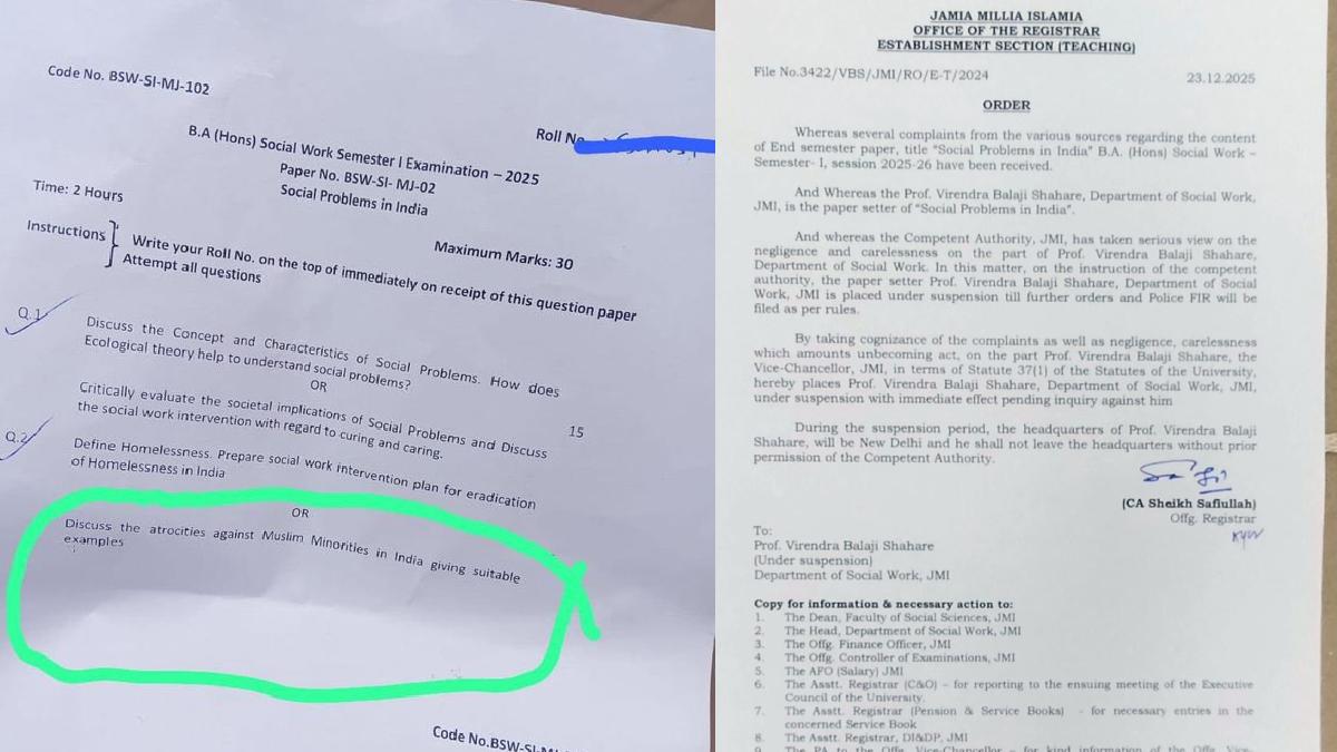 ന്യൂനപക്ഷങ്ങൾക്കെതിരായ അതിക്രമങ്ങൾ പരീക്ഷാ ചോദ്യം; വർഗീയധ്രുവീകരണ ശ്രമം ...