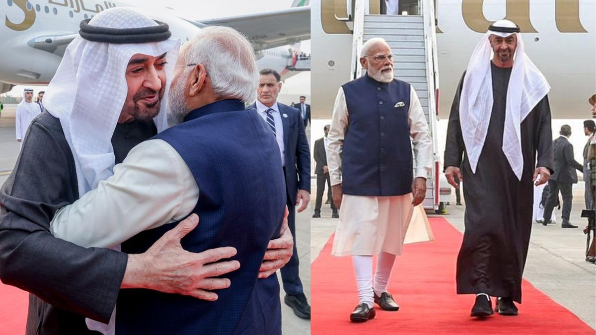 യുഎഇ പ്രസിഡന്റ് ഇന്ത്യയില്‍; വിമാനത്താവളത്തില്‍ ആശ്ലേഷിച്ച് സ്വീകരിച്ച് ...