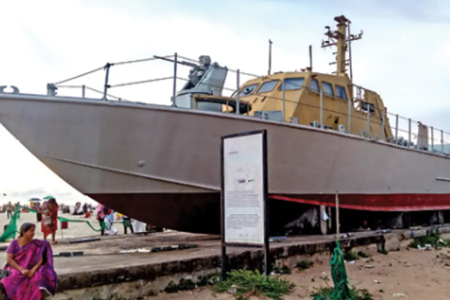 Decommissioned fast attack craft at Alappuzha beach used as garbage ...