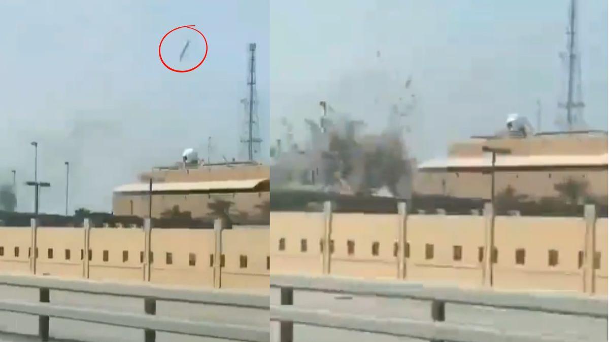 Moment of strike: Iranian missile hits US military base in Bahrain ...