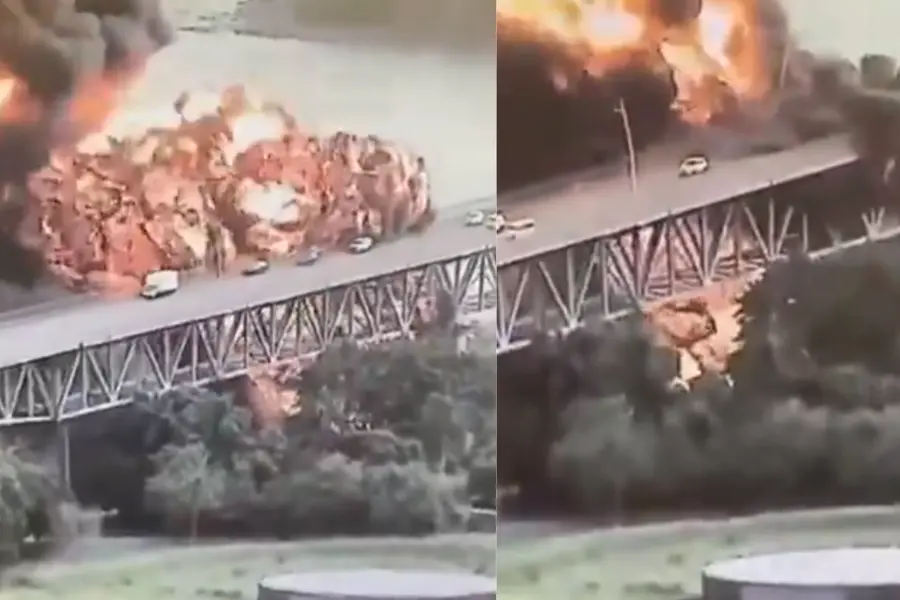 Massive blast near Panama Canal bridge caught on camera; cars seen ...
