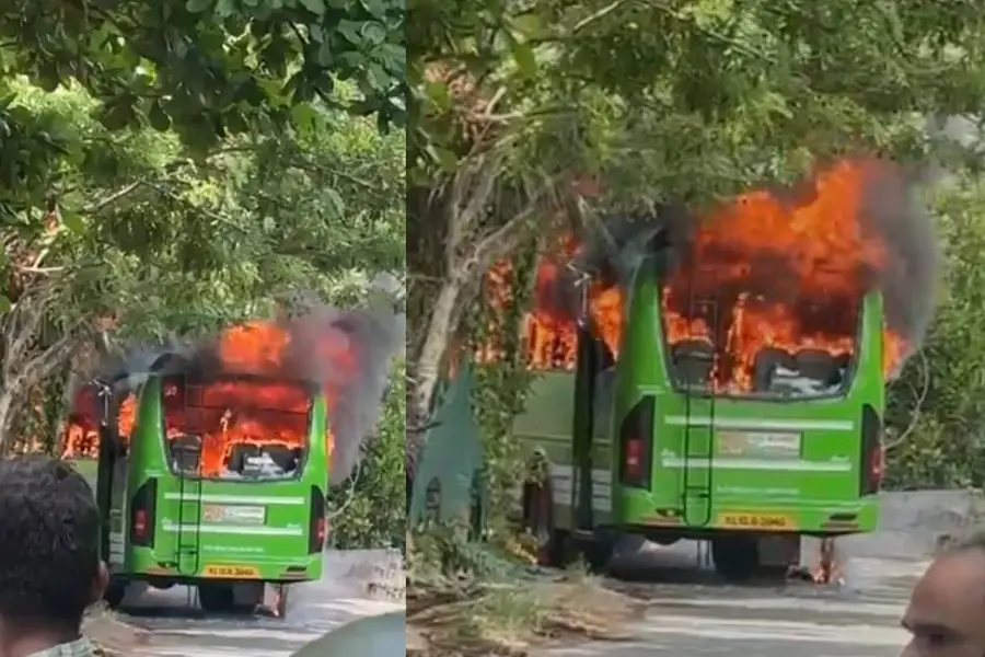 കോഴിക്കോട് മാങ്കാവിൽ ഓടിക്കൊണ്ടിരുന്ന ബസ്സിന് തീപിടിച്ചു: വൻ ദുരന്തം ...