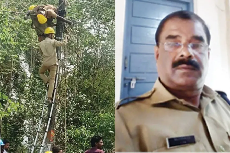 പാലക്കാട് വൈദ്യുതത്തൂണിൽ കുഴഞ്ഞുവീണ ജീവനക്കാരനെ രക്ഷപ്പെടുത്തി ഹോംഗാർഡ് ...