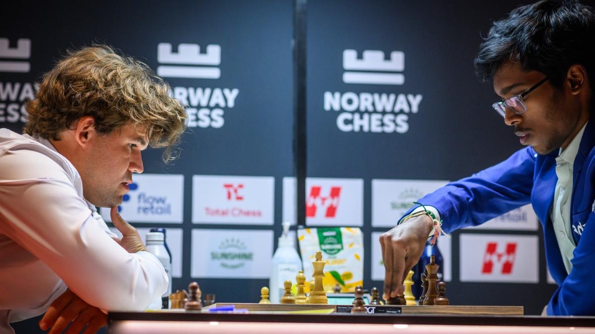Praggnanandhaa Beats Carlsen Again in Norway Chess 2026 Round 8 ...